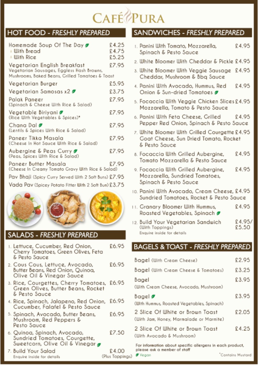 Cafe Pura Menu | Ayurveda Pura